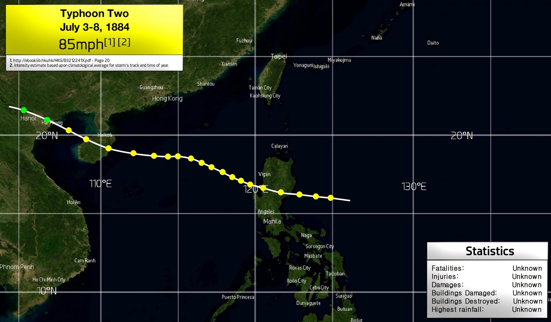 1884 Pacific Typhoon Season – Cyclone History