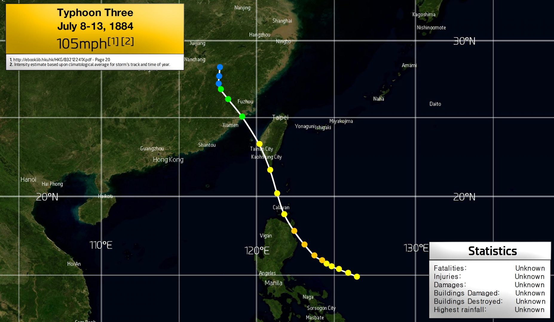 1884 Pacific Typhoon Season – Cyclone History