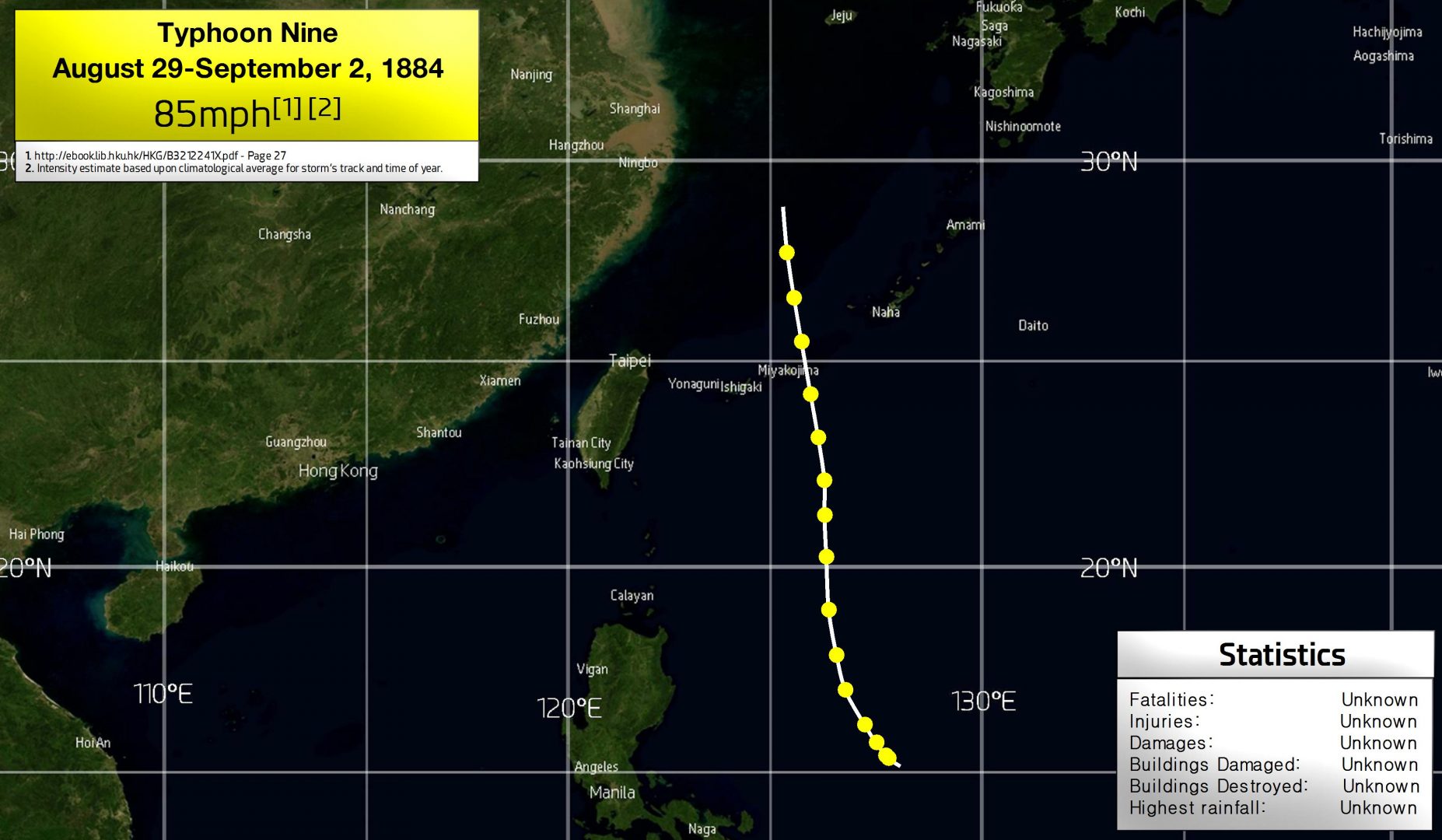 1884 Pacific Typhoon Season – Cyclone History