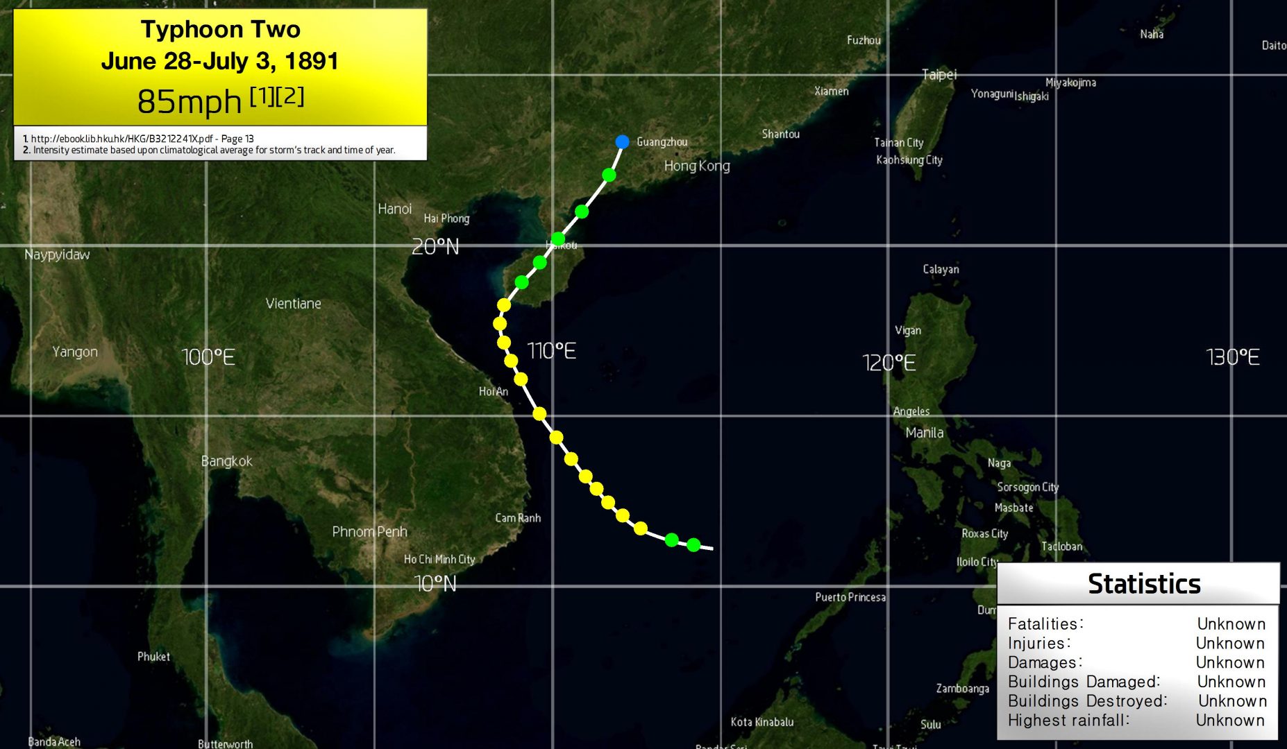 1891 Pacific Typhoon Season – Cyclone History