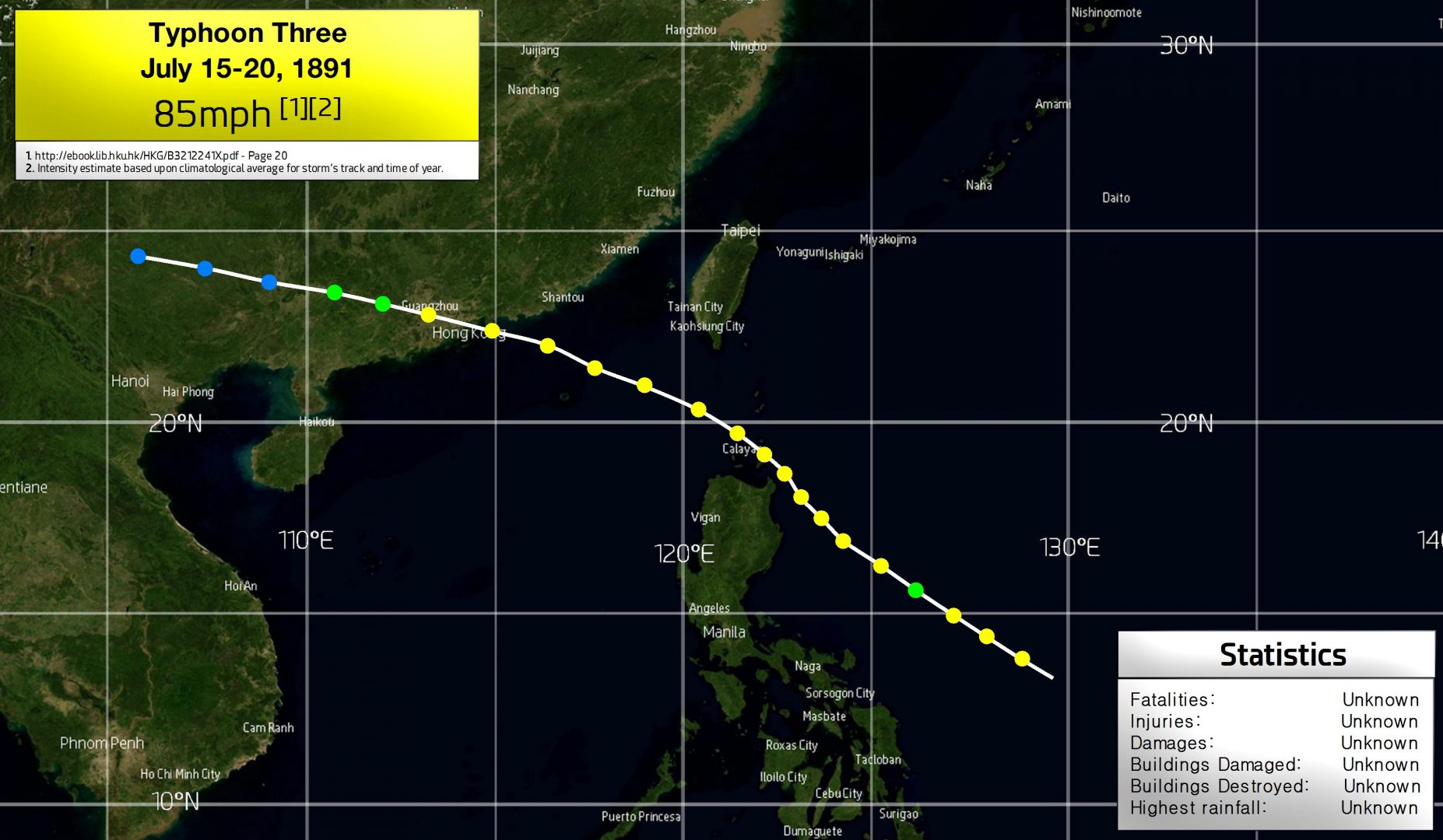 1891 Pacific Typhoon Season – Cyclone History