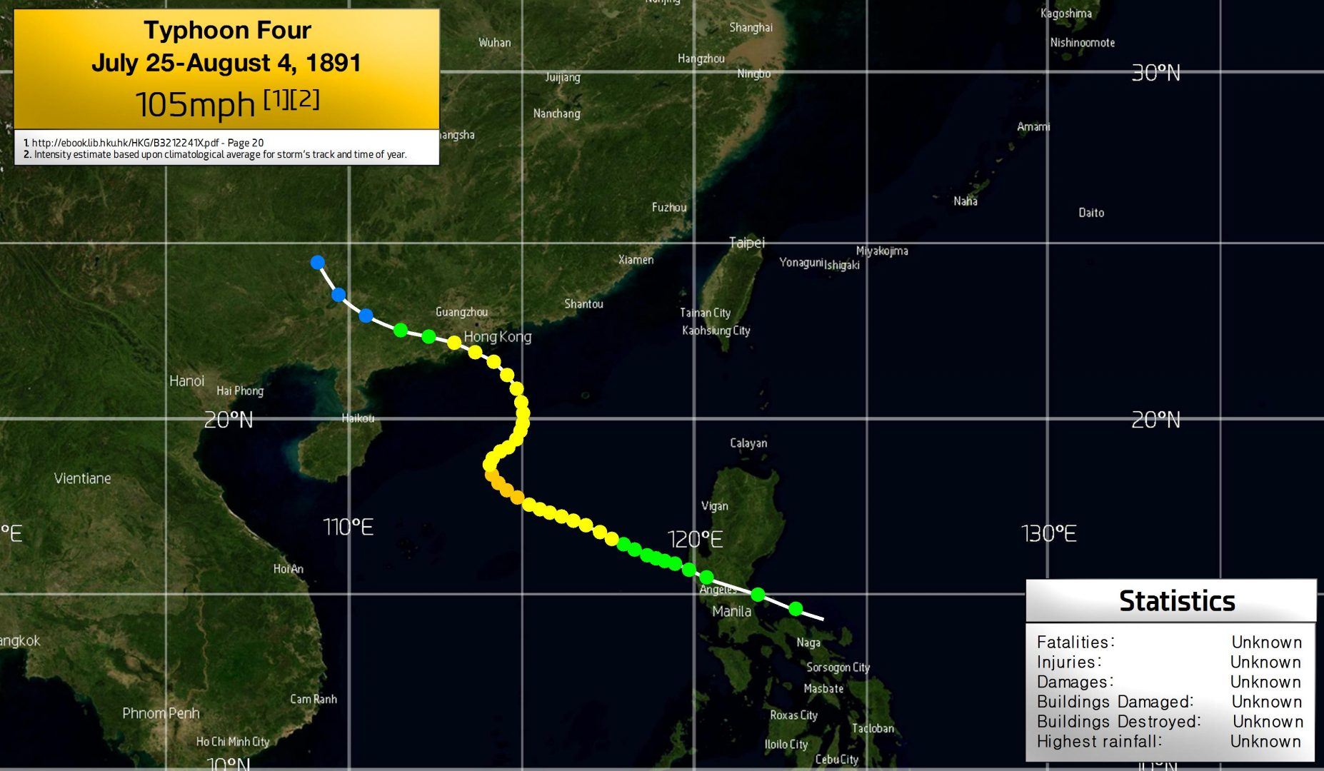 1891 Pacific Typhoon Season – Cyclone History
