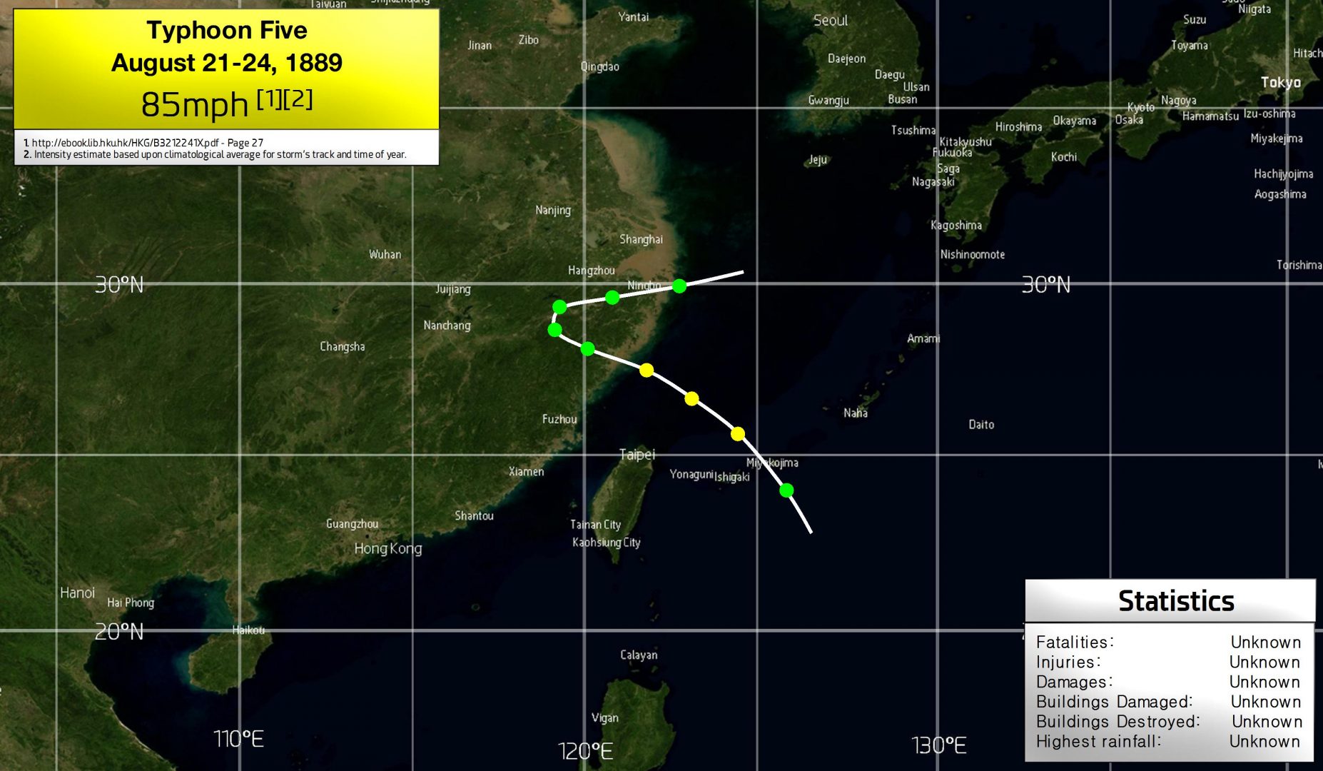 1889 Pacific Typhoon Season – Cyclone History
