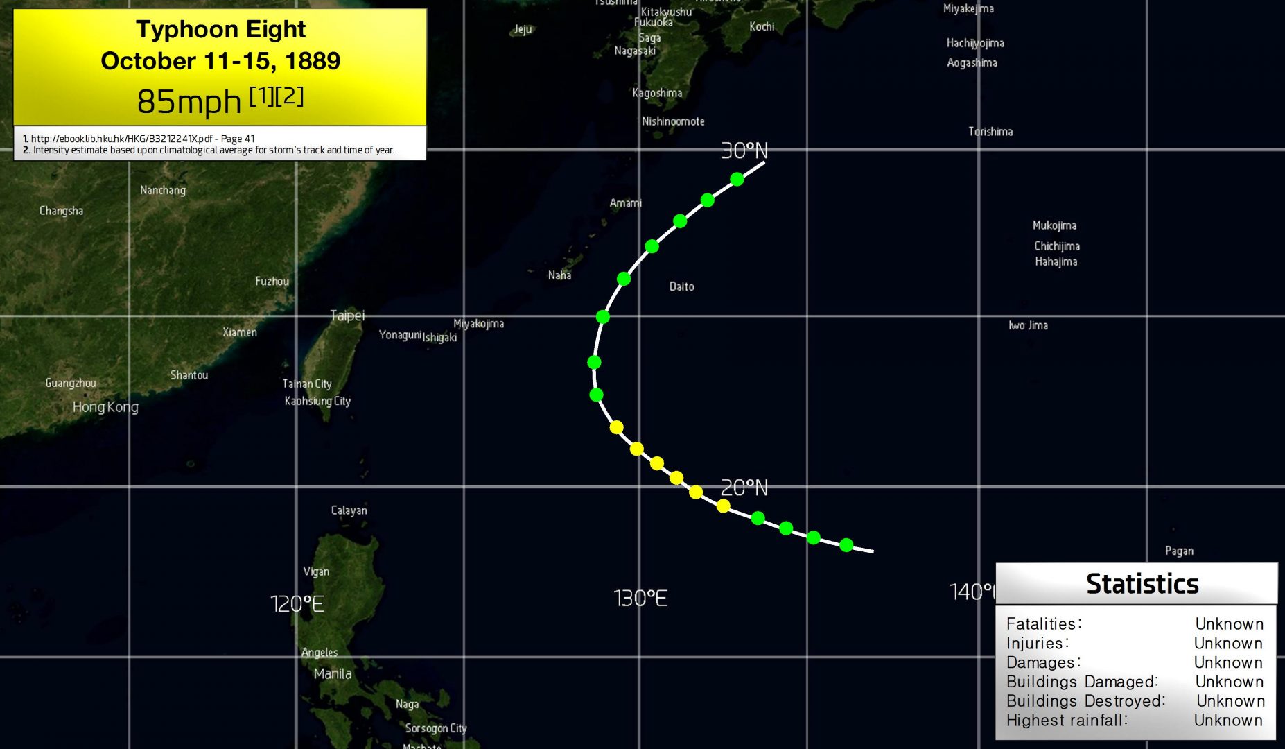 1889 Pacific Typhoon Season – Cyclone History
