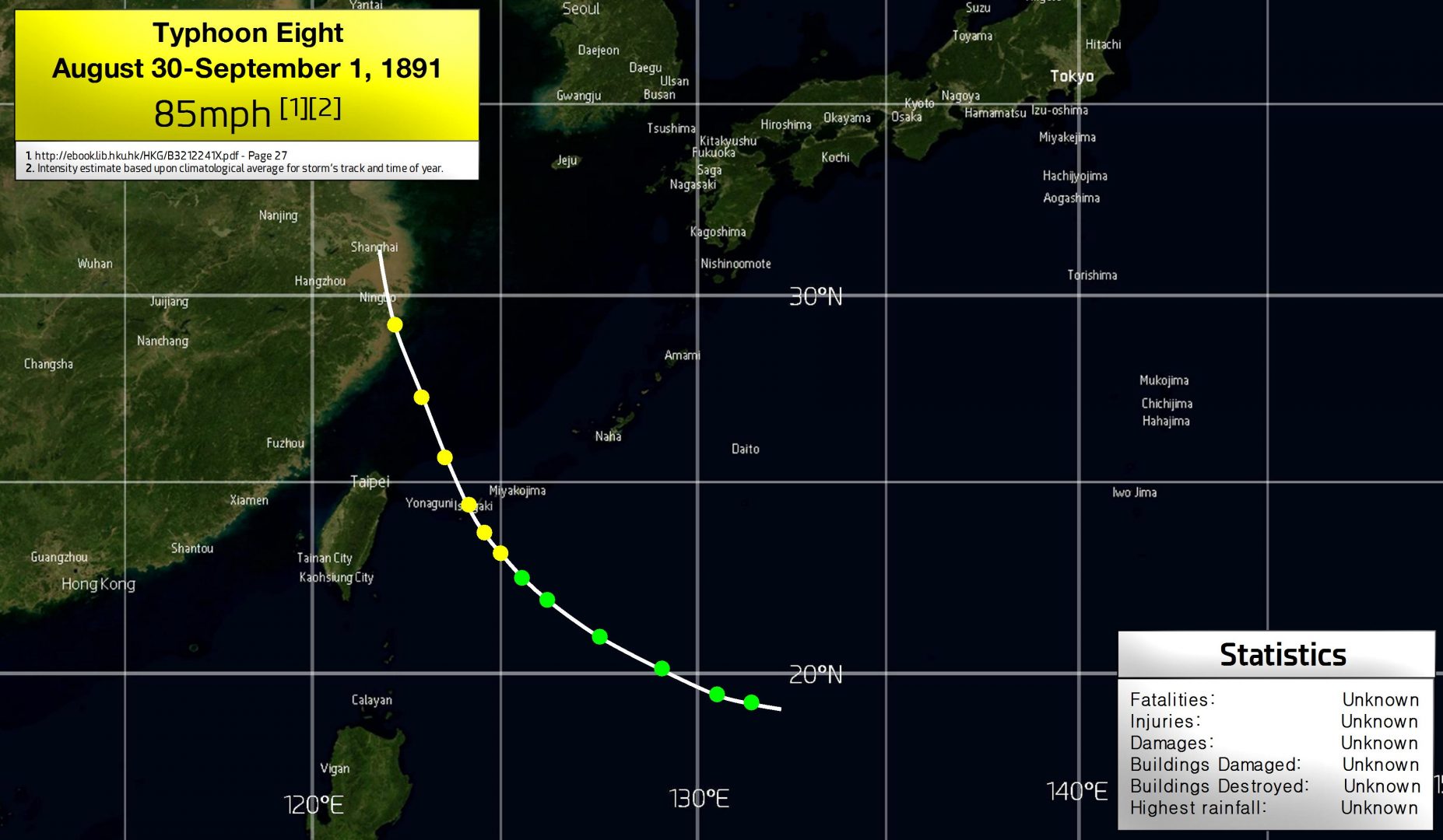 1891 Pacific Typhoon Season – Cyclone History