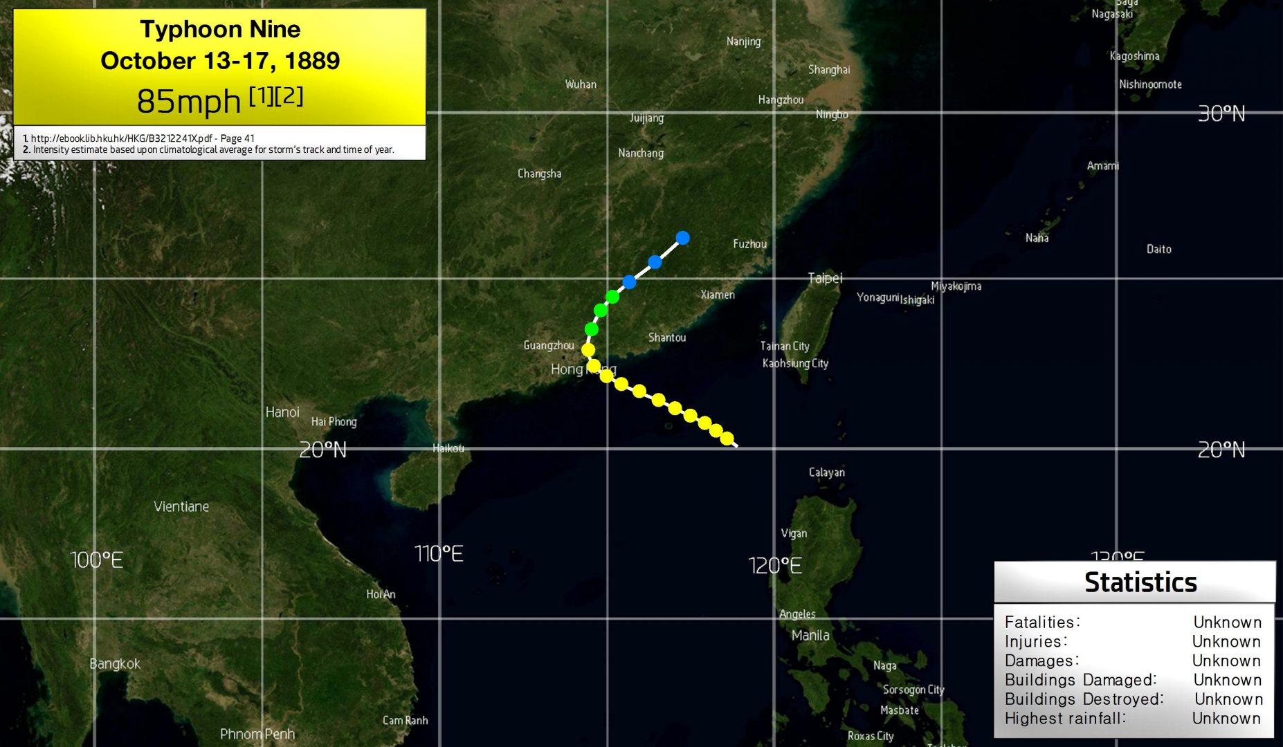 1889 Pacific Typhoon Season – Cyclone History