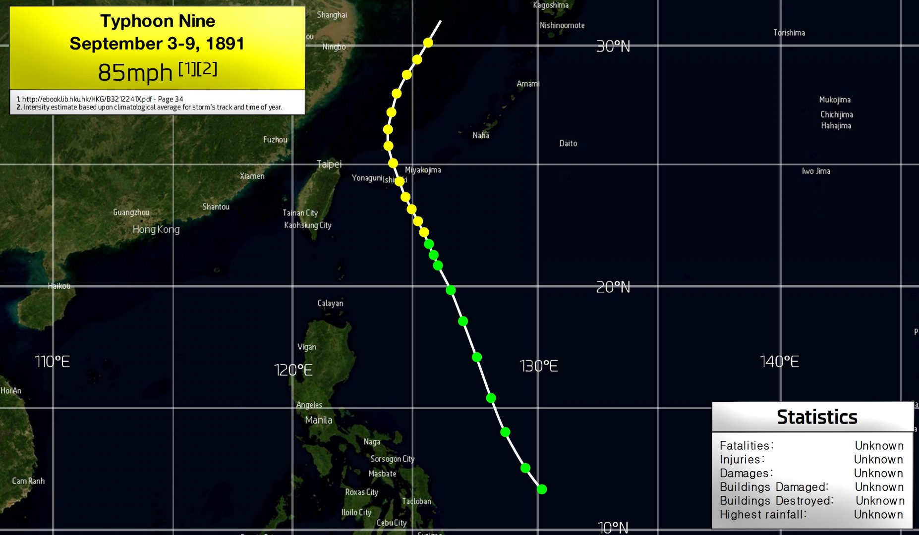 1891 Pacific Typhoon Season – Cyclone History