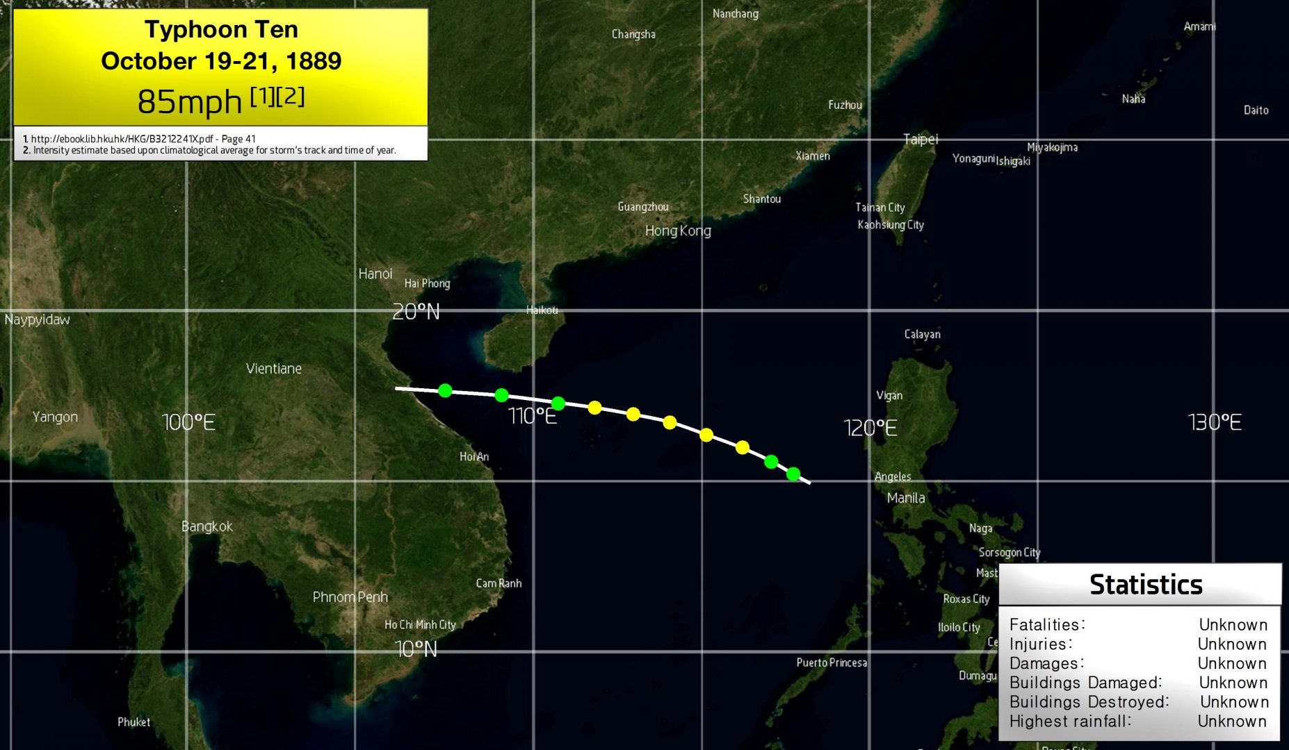 1889 Pacific Typhoon Season – Cyclone History