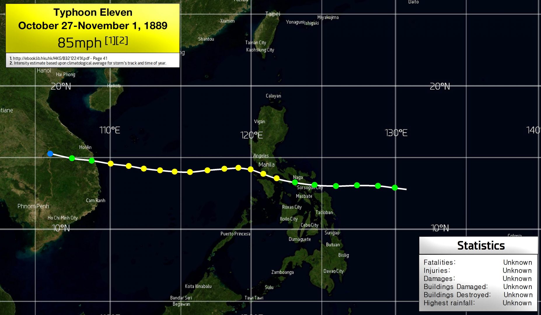 1889 Pacific Typhoon Season – Cyclone History