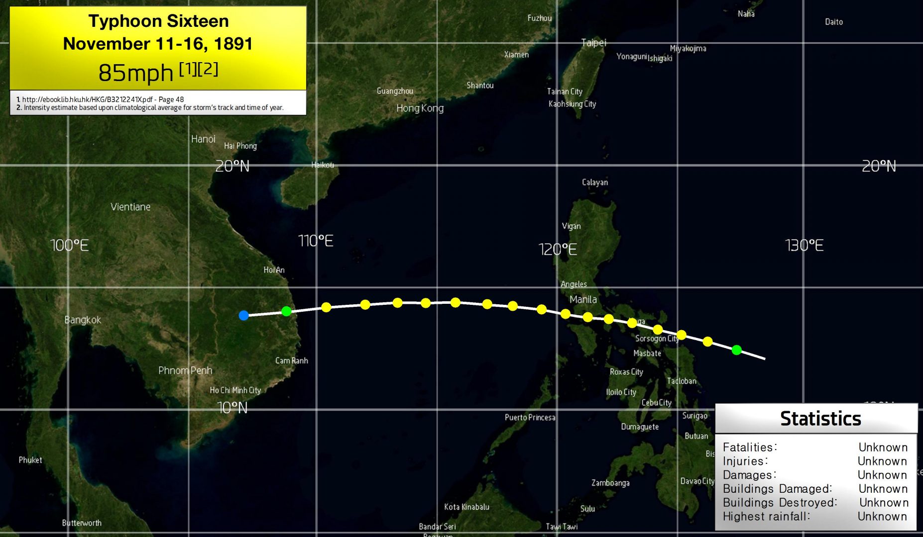 1891 Pacific Typhoon Season – Cyclone History