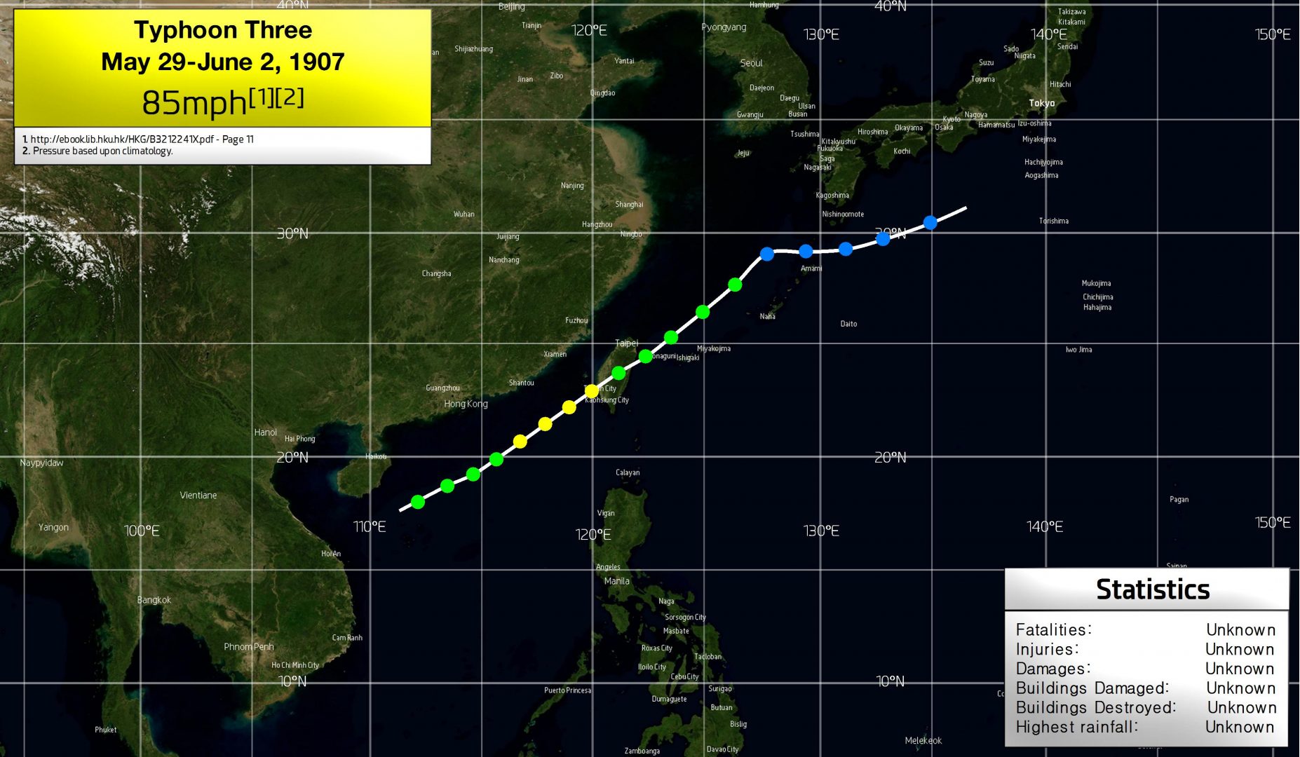 1907 Pacific Typhoon Season – Cyclone History