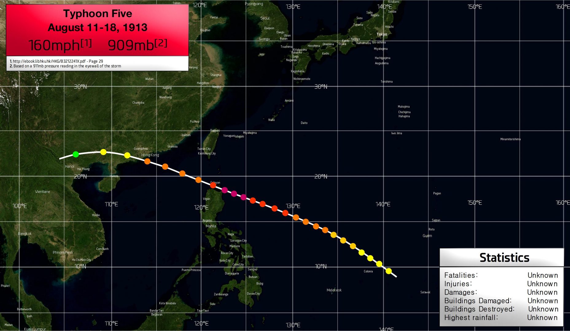 1913 Pacific Typhoon Season – Cyclone History