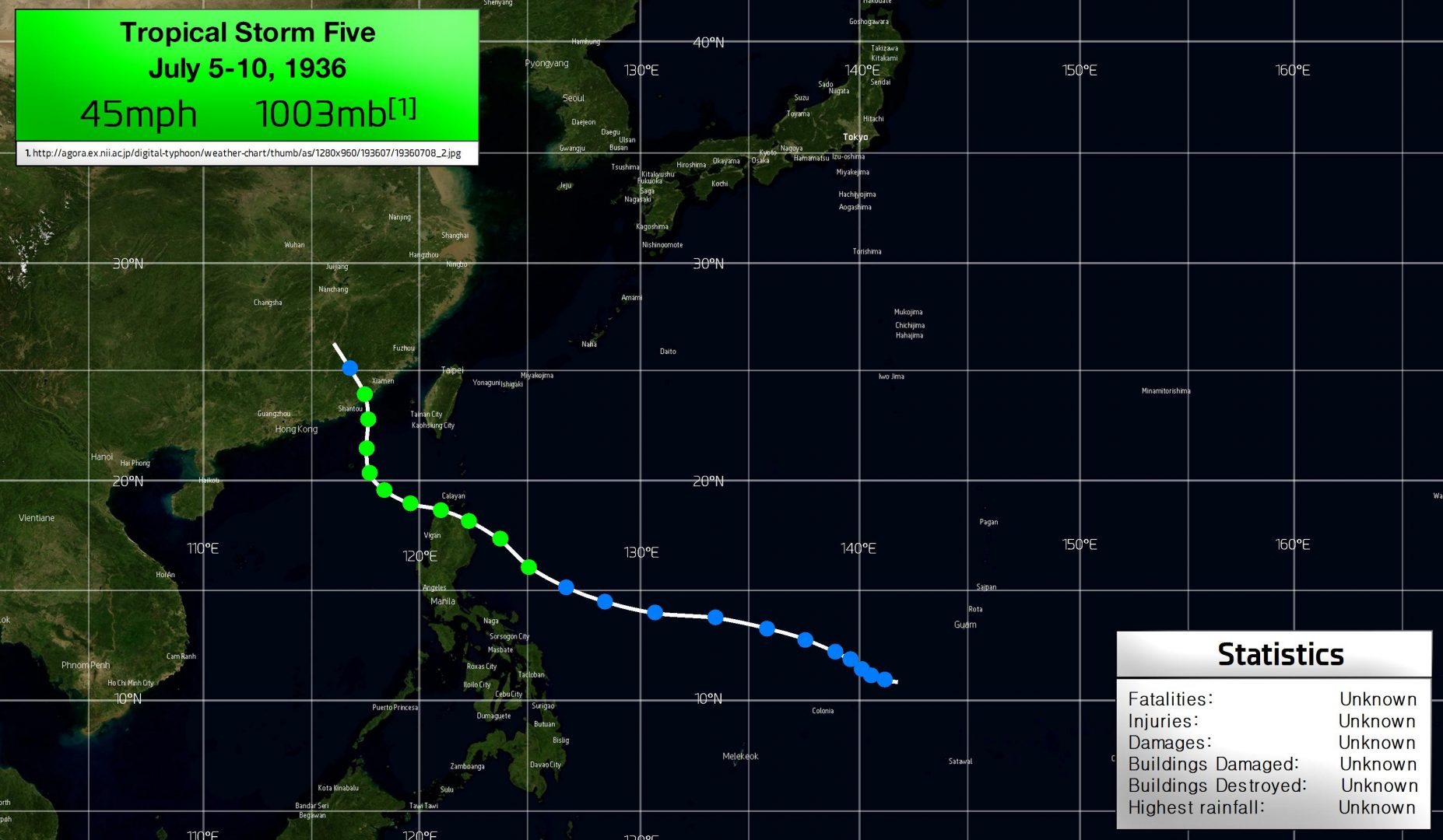 1936 Pacific Typhoon Season – Cyclone History