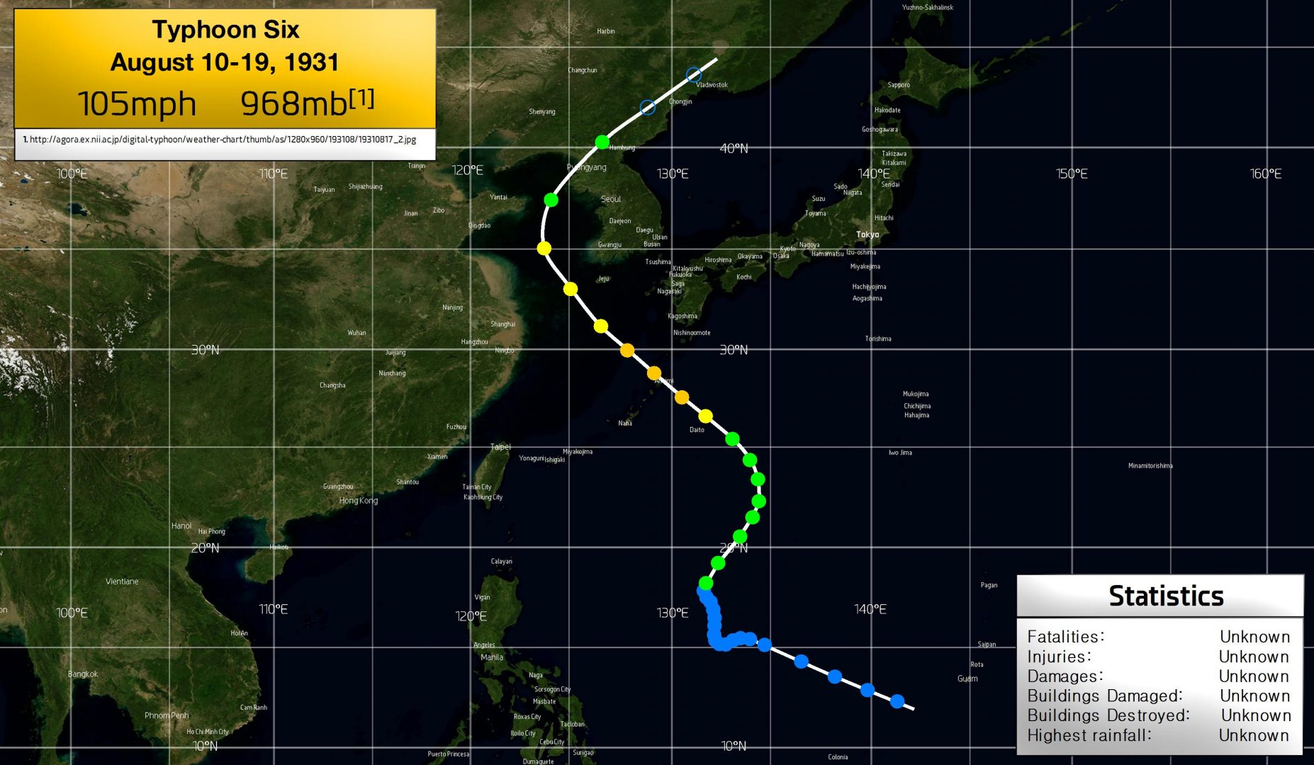1931 Pacific Typhoon Season – Cyclone History
