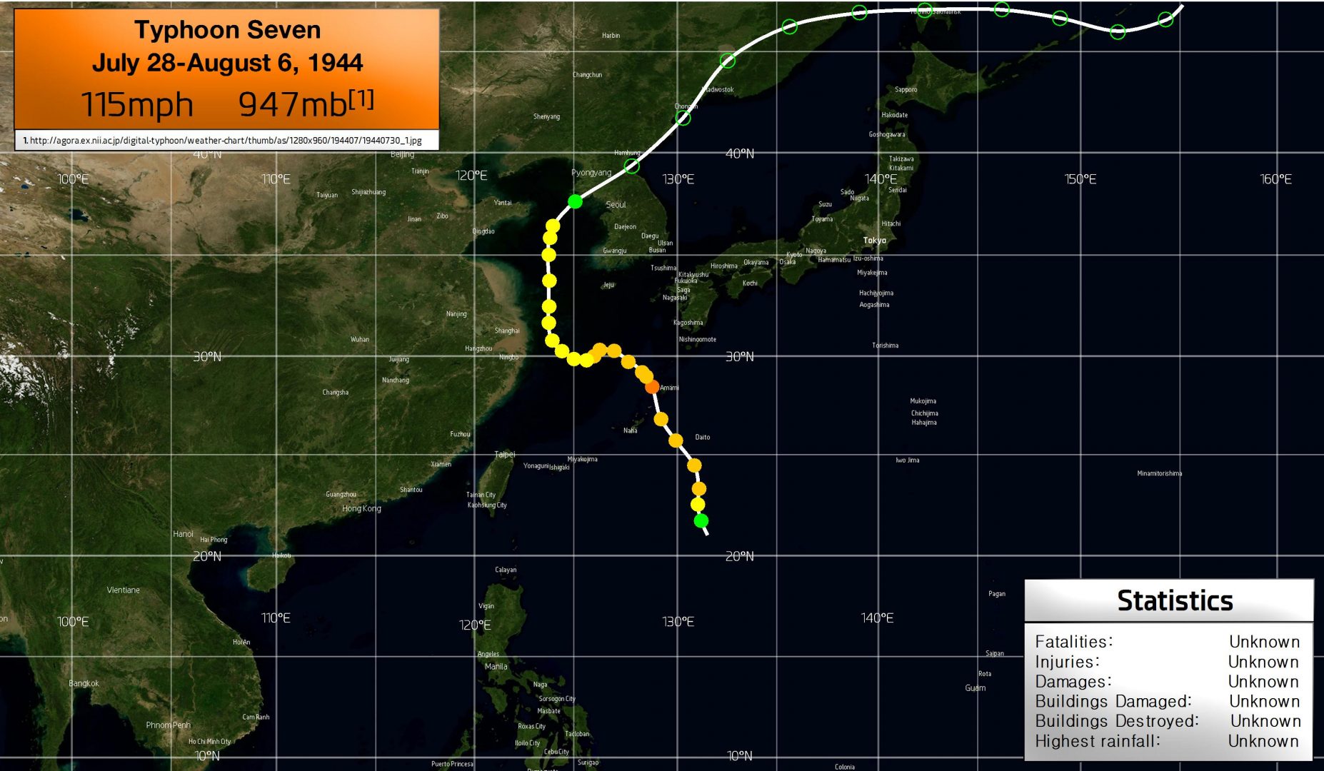 1944 Pacific Typhoon Season – Cyclone History