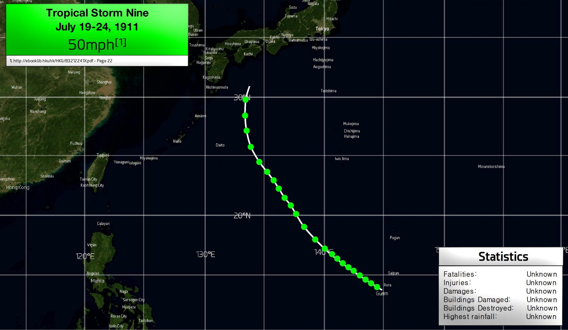 1911 Pacific Typhoon Season – Cyclone History