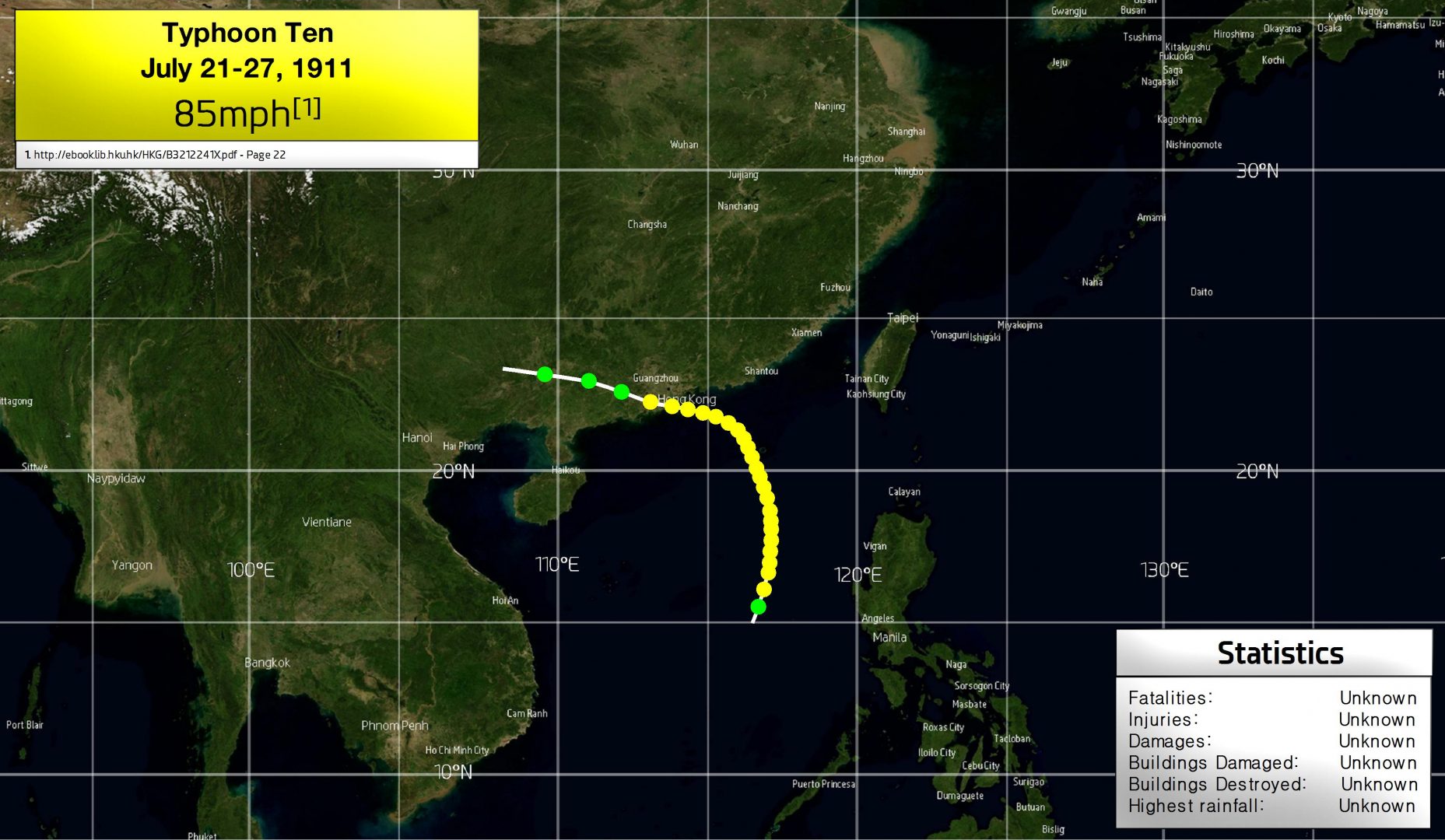 1911 Pacific Typhoon Season – Cyclone History
