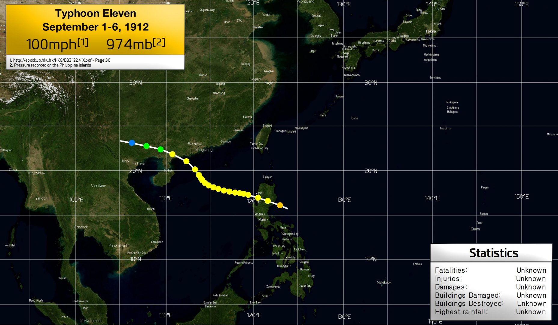 1912 Pacific Typhoon Season – Cyclone History