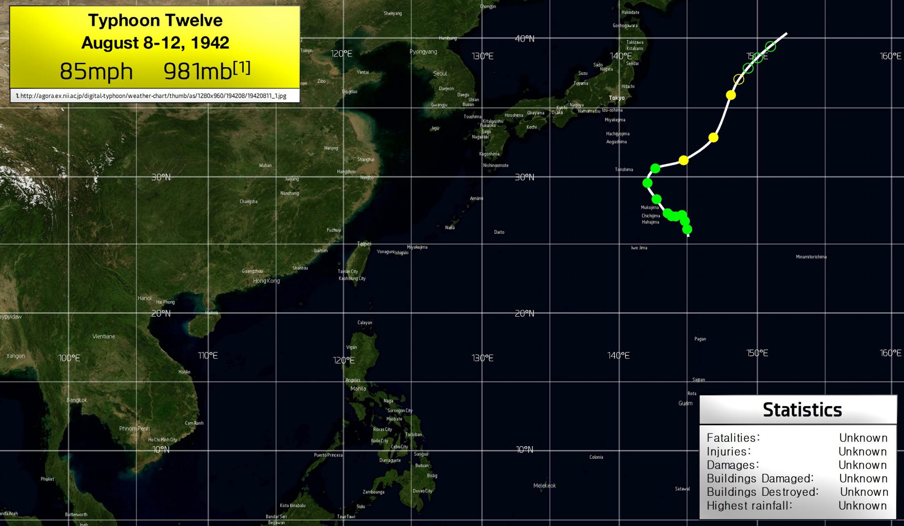 1942 Pacific Typhoon Season – Cyclone History