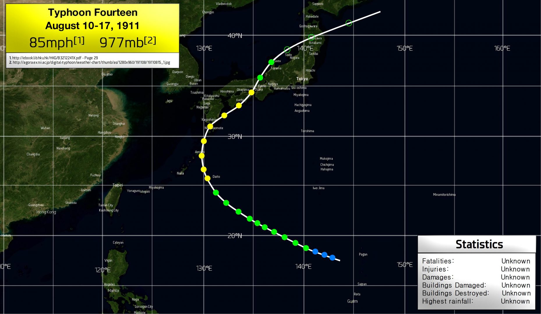 1911 Pacific Typhoon Season – Cyclone History