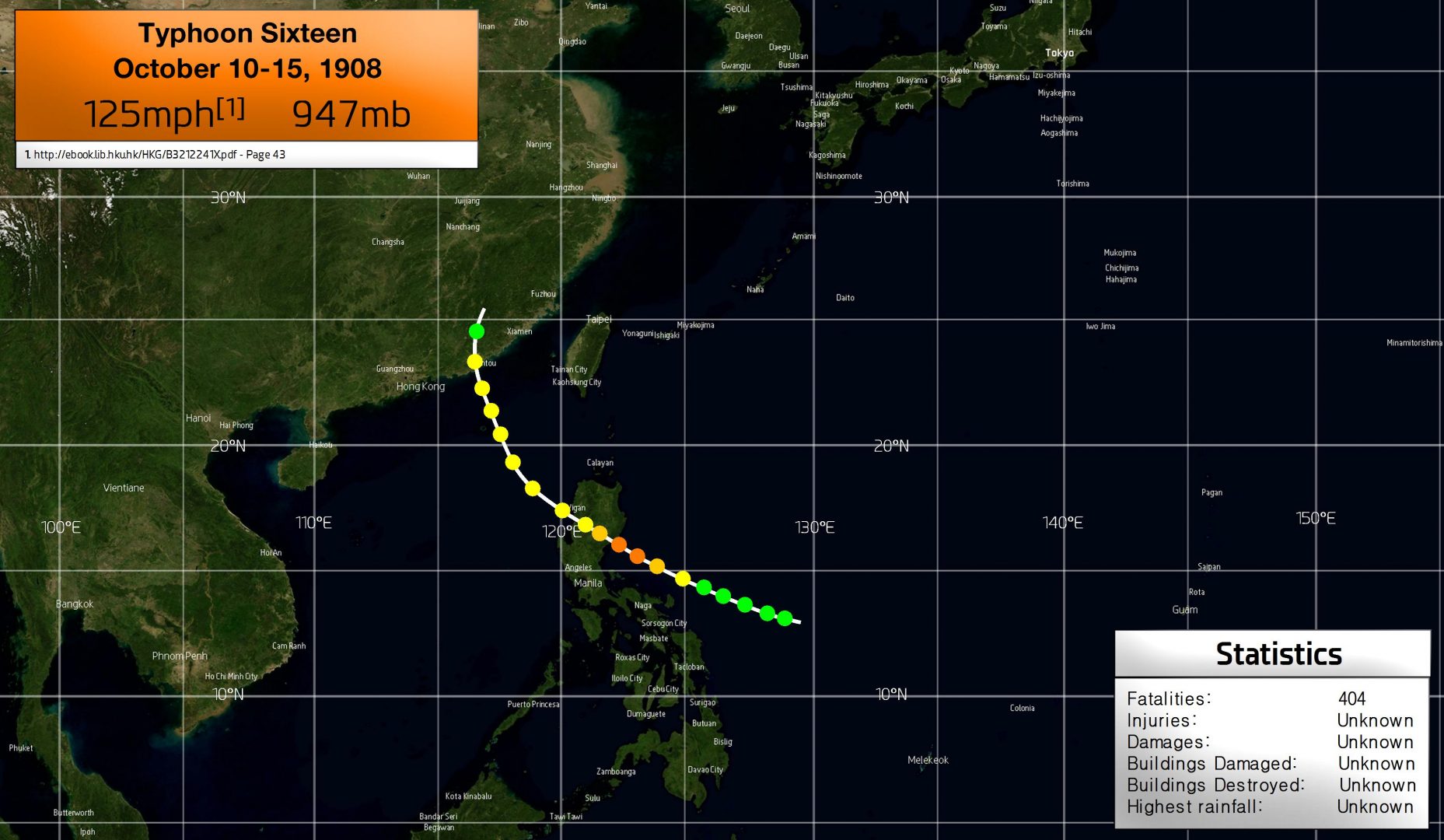 1908 Pacific Typhoon Season – Cyclone History