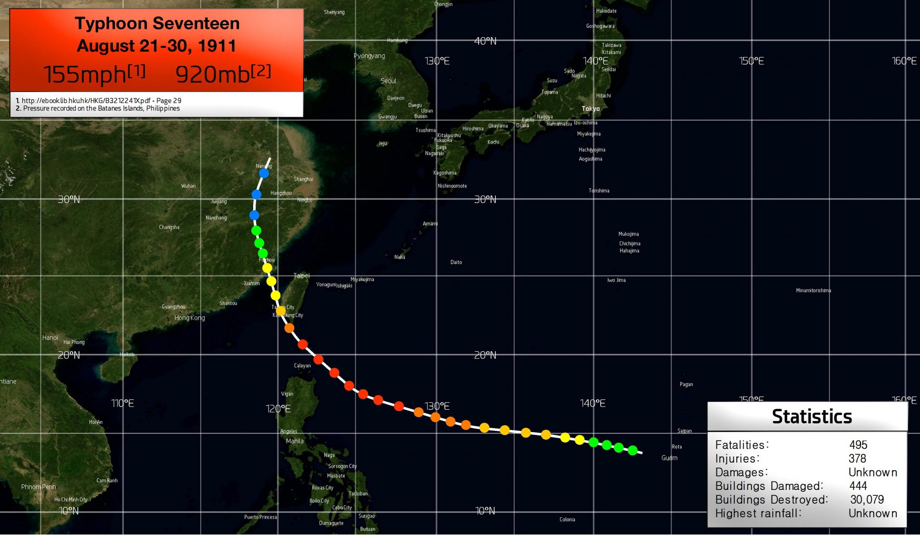 1911 Pacific Typhoon Season – Cyclone History