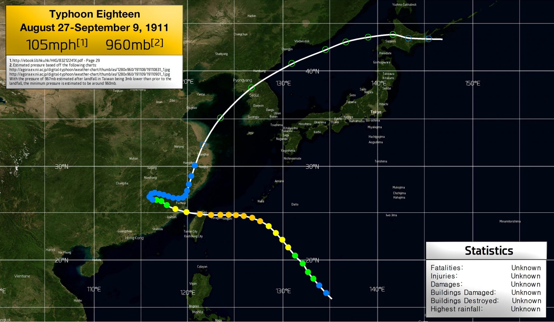 1911 Pacific Typhoon Season – Cyclone History