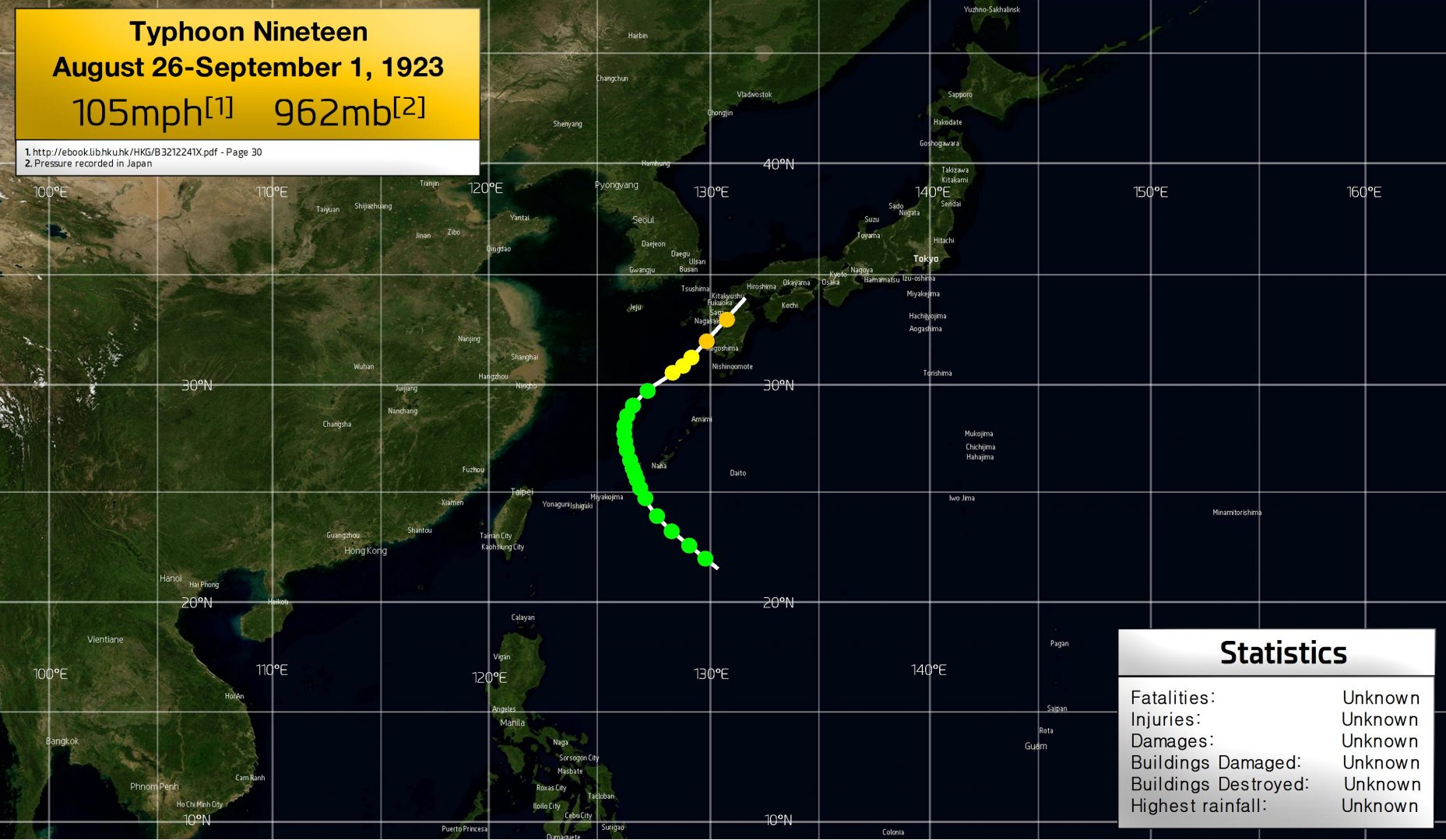 1923 Pacific Typhoon Season – Cyclone History