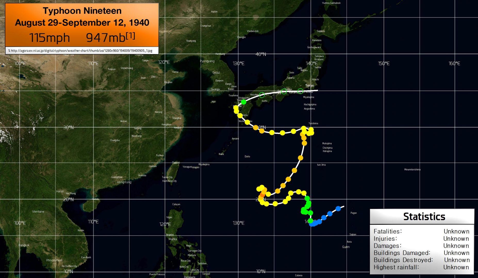 1940 Pacific Typhoon Season – Cyclone History
