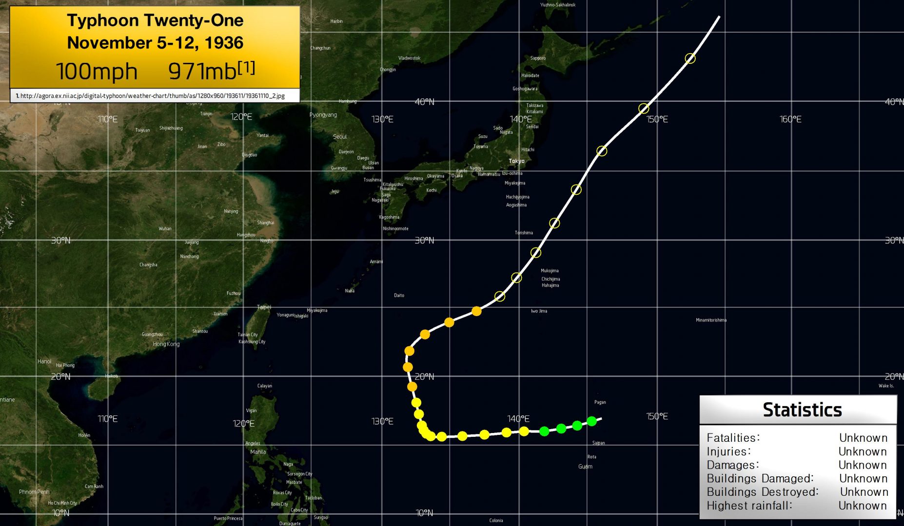 1936 Pacific Typhoon Season – Cyclone History