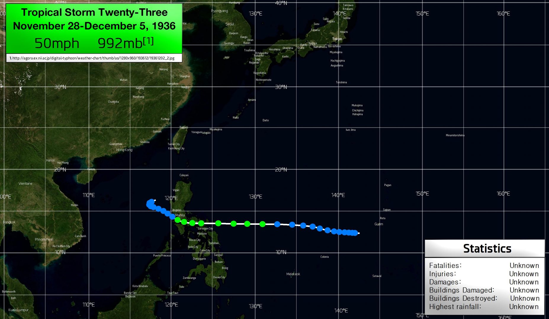 1936 Pacific Typhoon Season – Cyclone History