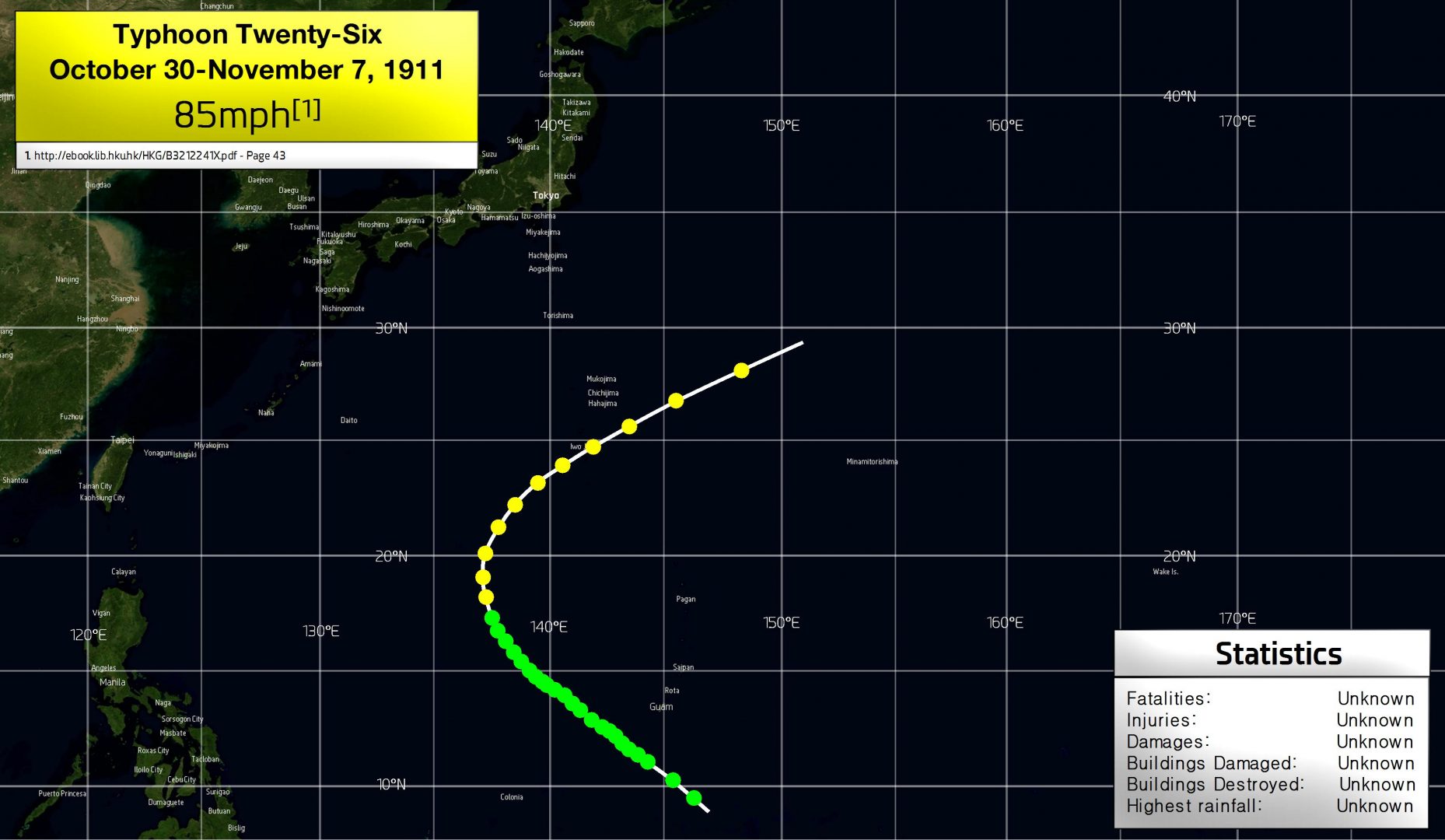 1911 Pacific Typhoon Season – Cyclone History