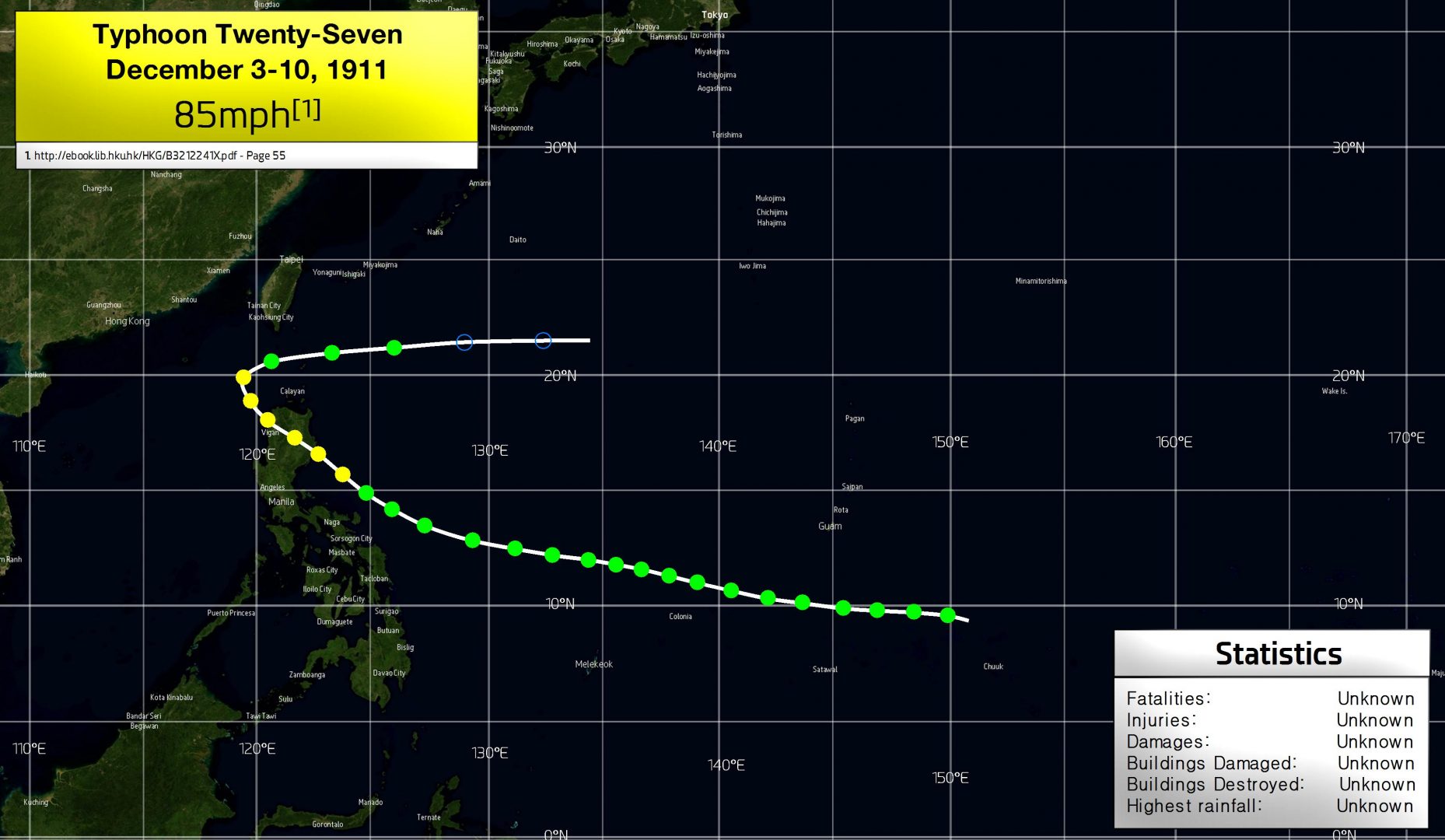 1911 Pacific Typhoon Season – Cyclone History