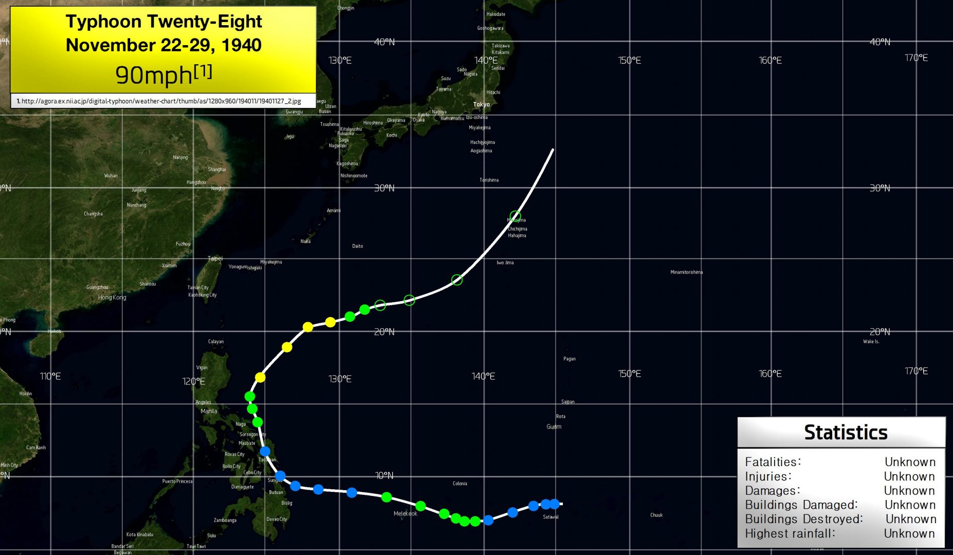 1940 Pacific Typhoon Season – Cyclone History